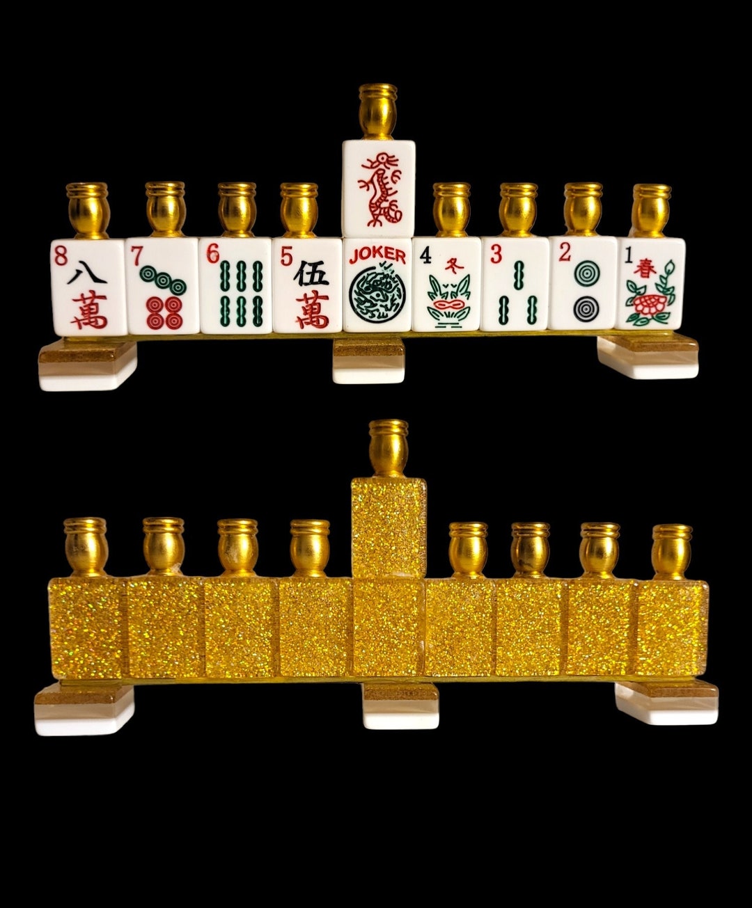 Mahjong Menorah Unique Repurposed Judaica Game Hanukkiah Chanukah ...
