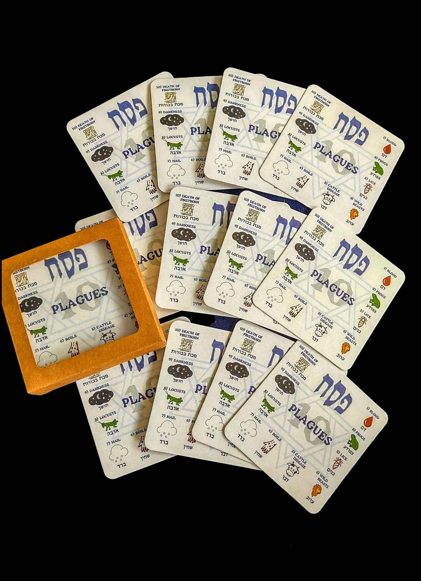 Passover Seder Ten 10 Plagues Coasters Set Jewish Judaica Pesach - Etsy