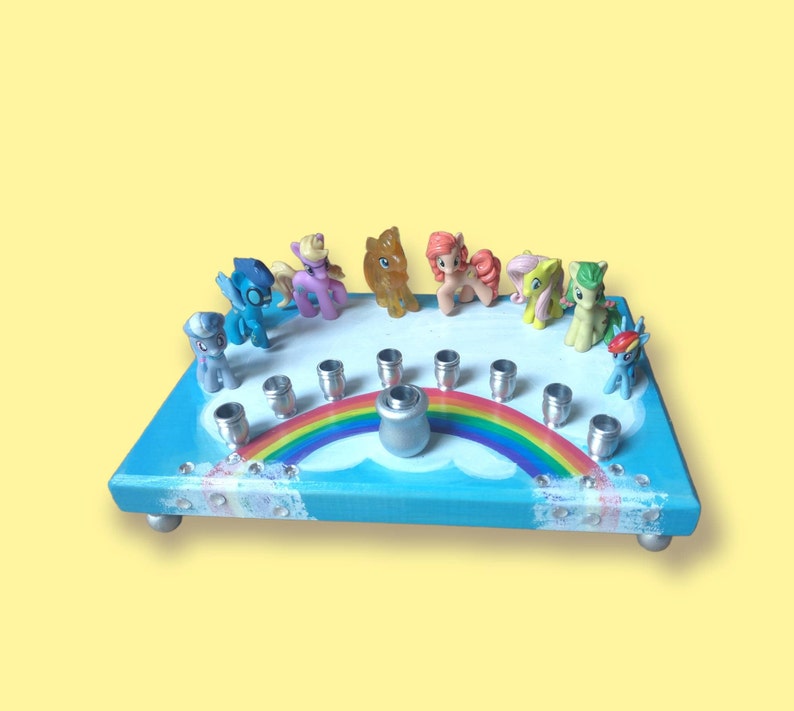 My Little Pony Menorah Judaica Hanukkiah Repurposed Toy Figures Kids ...