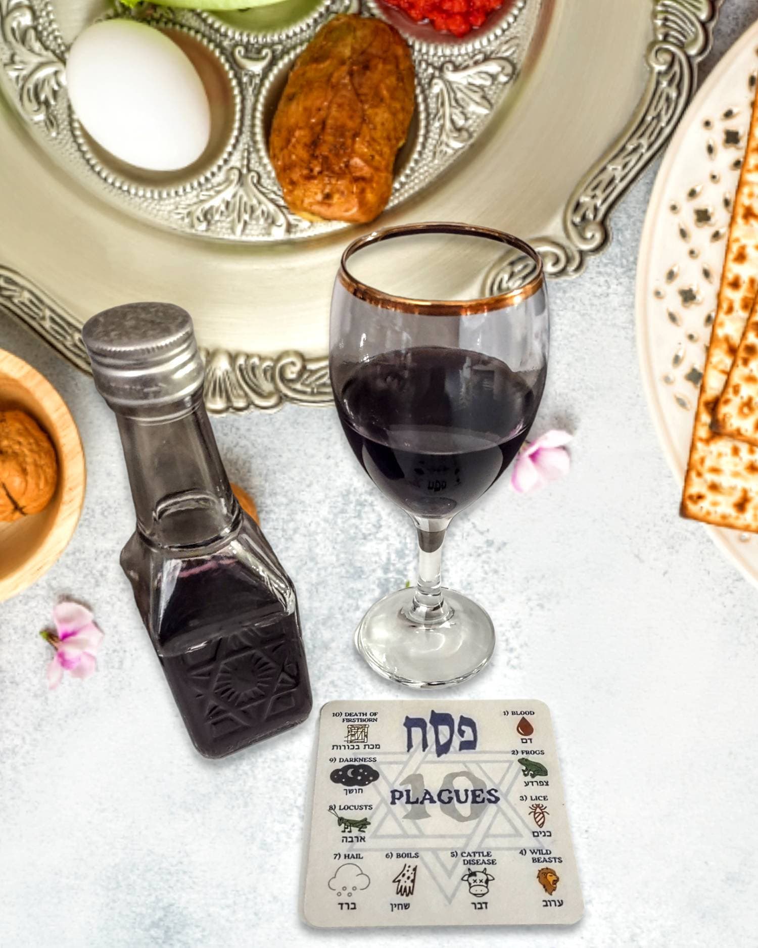 Passover Seder Ten 10 Plagues Coasters Set Jewish Judaica Pesach - Etsy