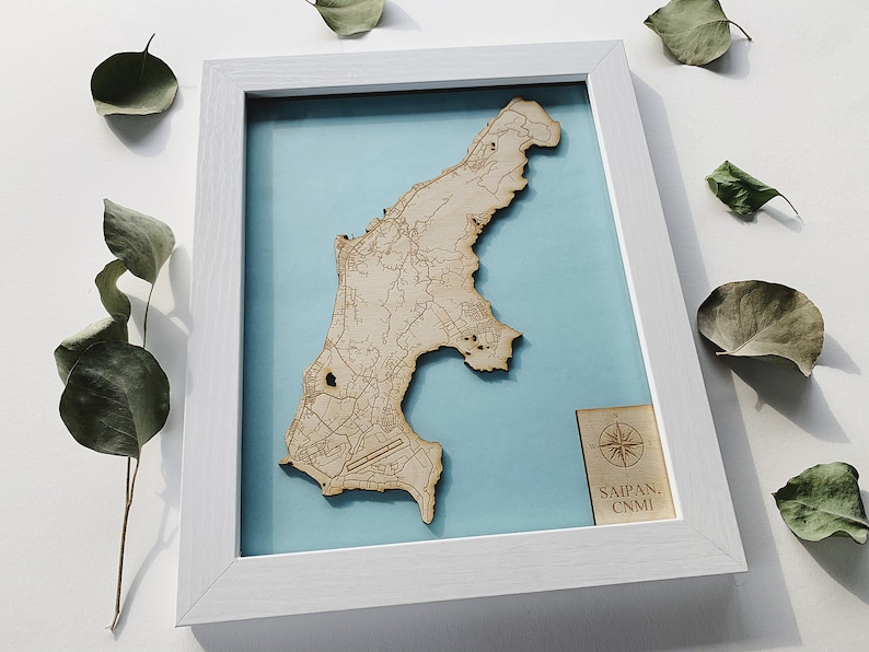 Saipan, CNMI - Wood Engraved Map - Etsy