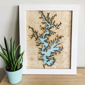 Custom Wood Engraved Lake Map - Etsy