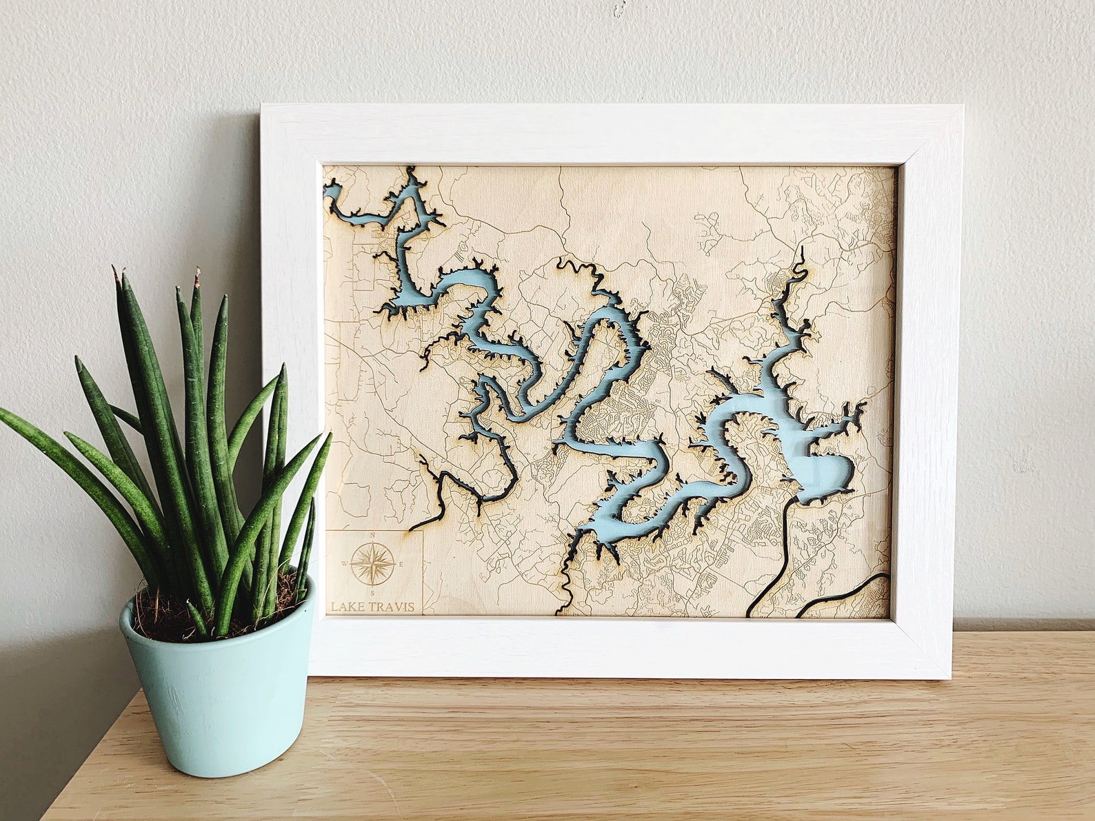 Lake Travis, TX - Wood Engraved Map - Etsy