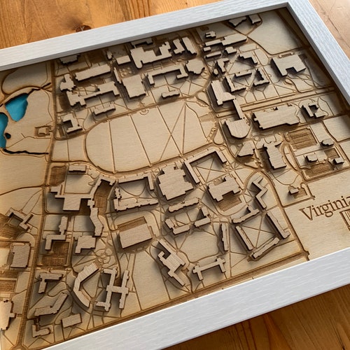 Virginia Tech 11x14 Wood Engraved Map - Etsy