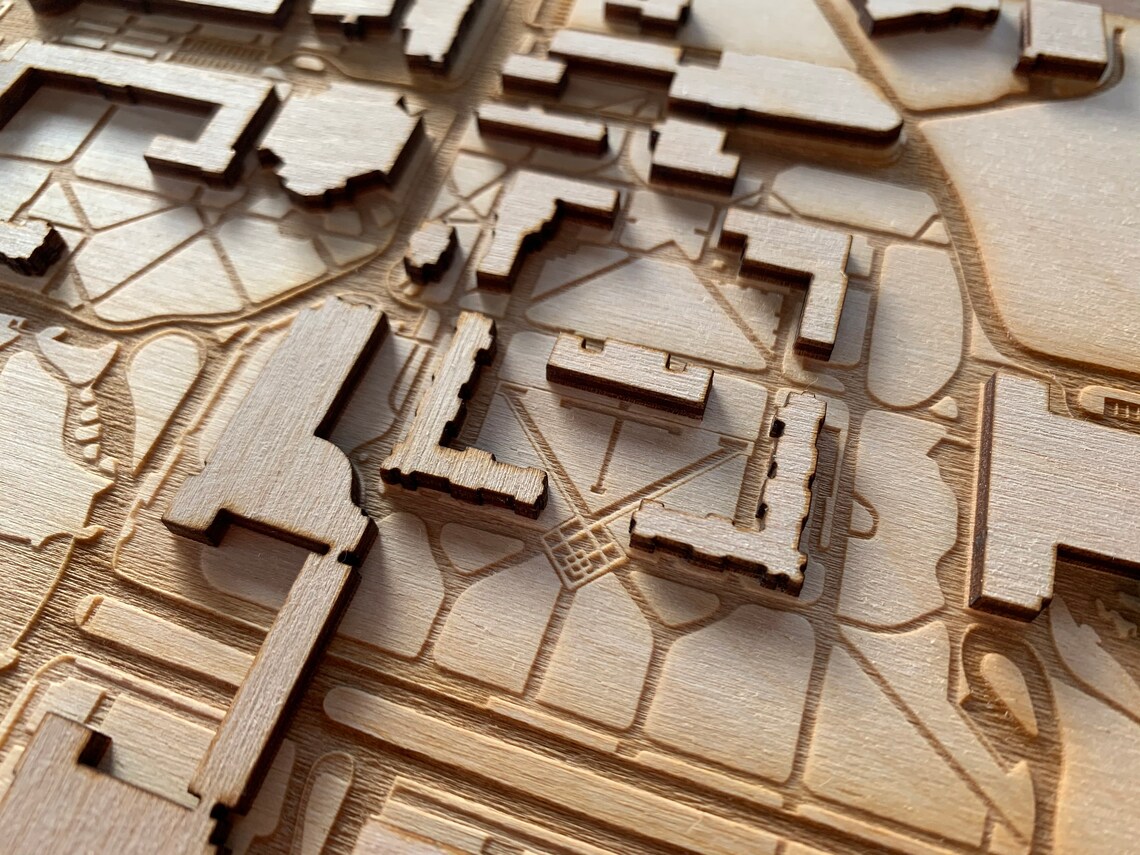 Virginia Tech 11x14 Wood Engraved Map - Etsy