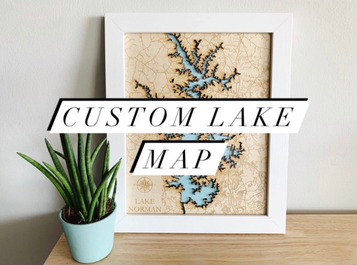 Custom Wood Engraved Lake Map | Etsy