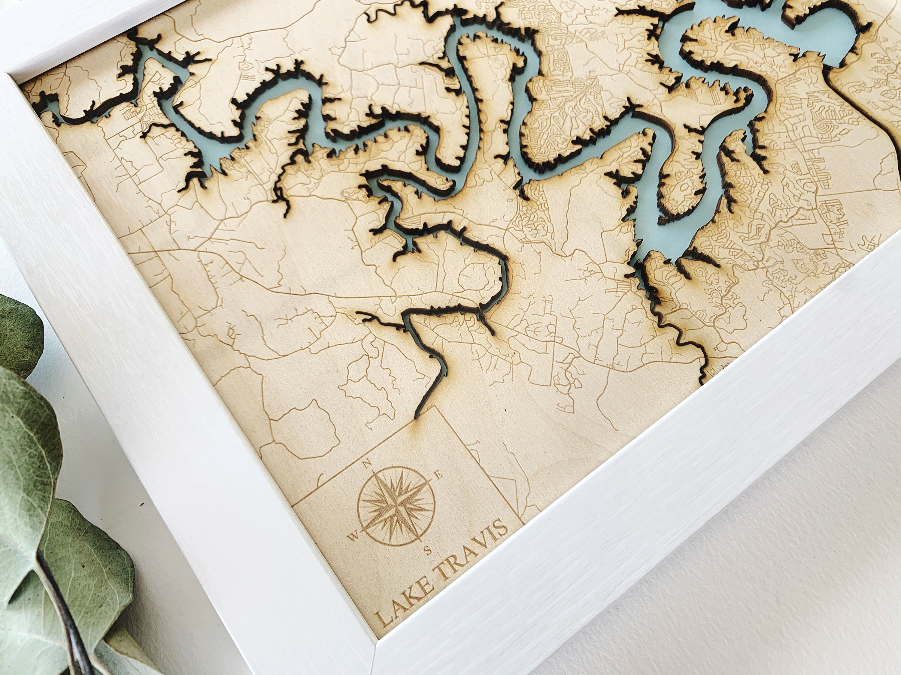 Lake Travis, TX - Wood Engraved Map - Etsy