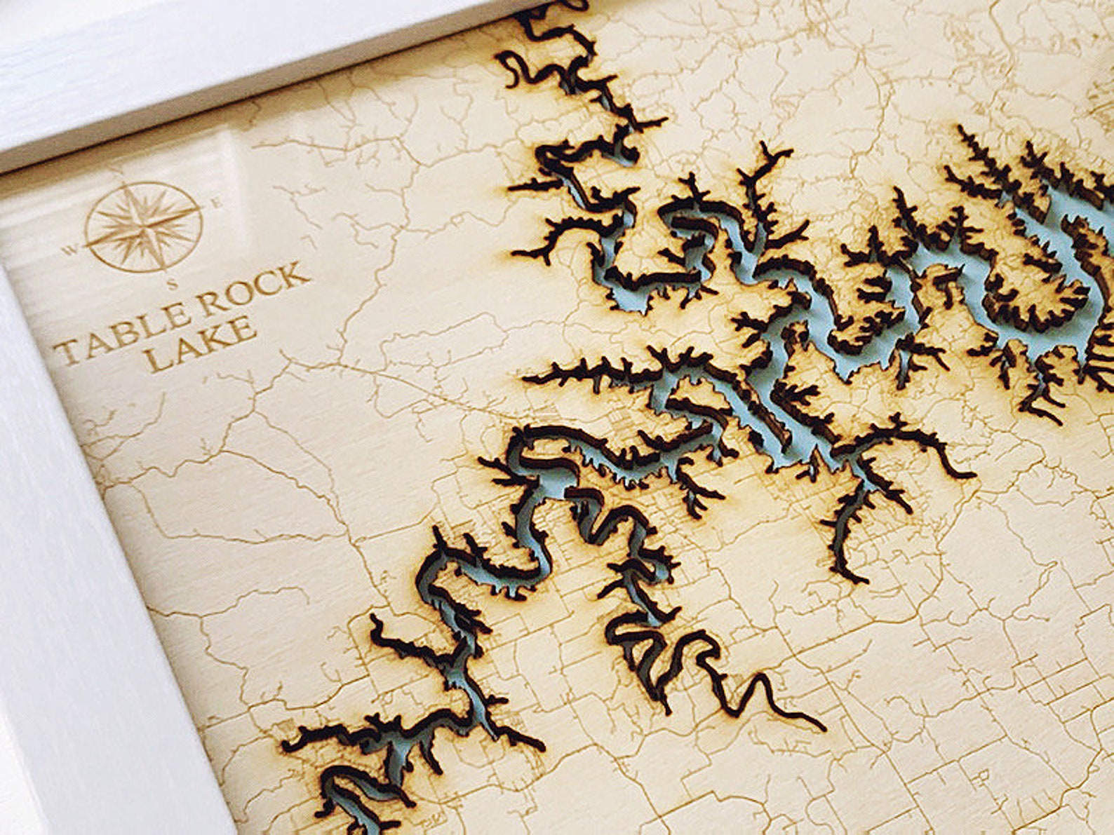 Table Rock Lake - Wood Engraved Map - Etsy