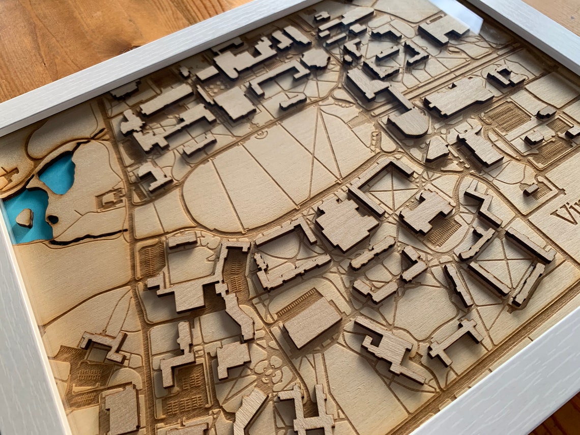 Virginia Tech 11x14 Wood Engraved Map - Etsy