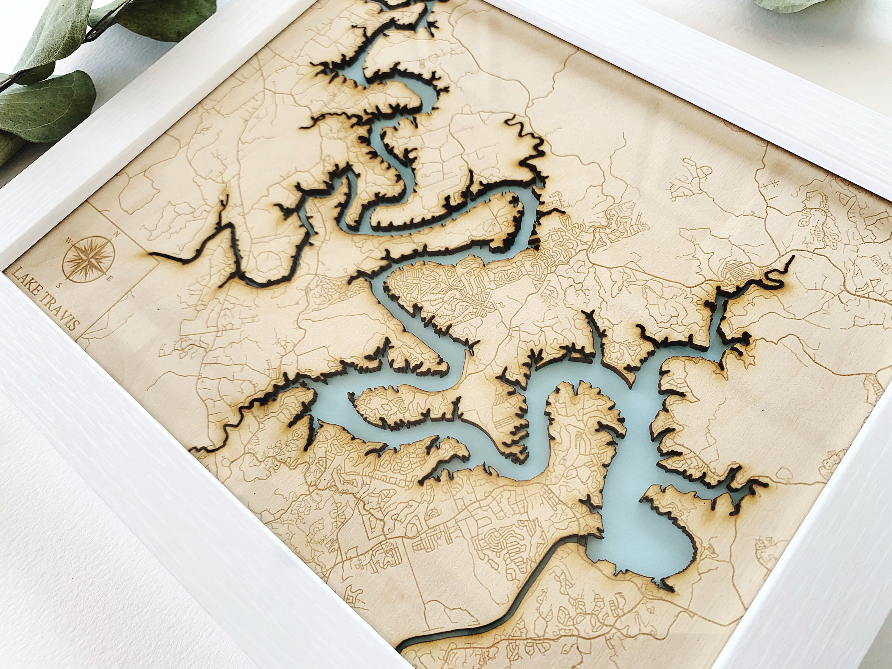 Lake Travis, TX - Wood Engraved Map - Etsy