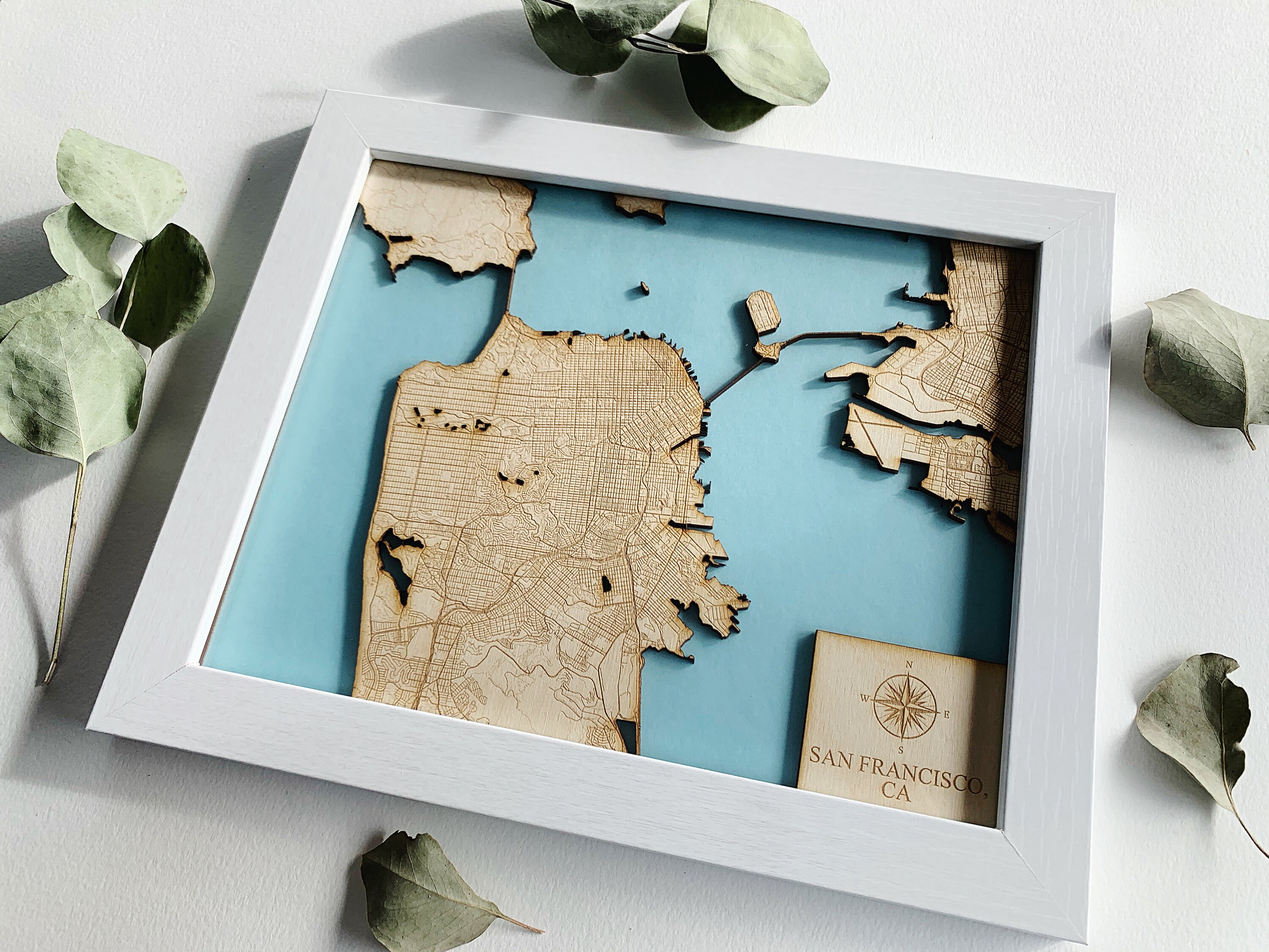 San Francisco, CA - Wood Engraved Map - Etsy