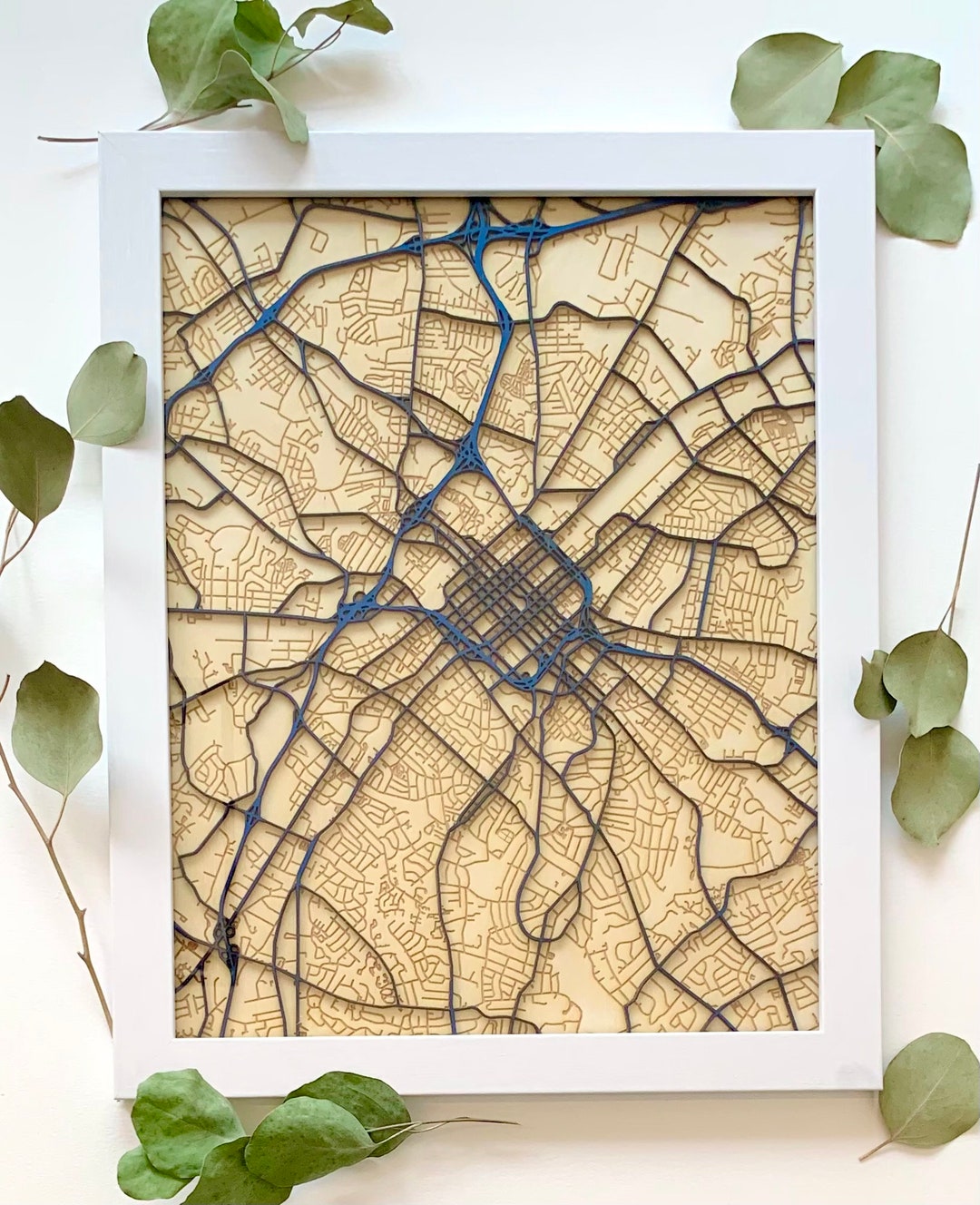 Charlotte, NC - Layered Wood Map - Etsy