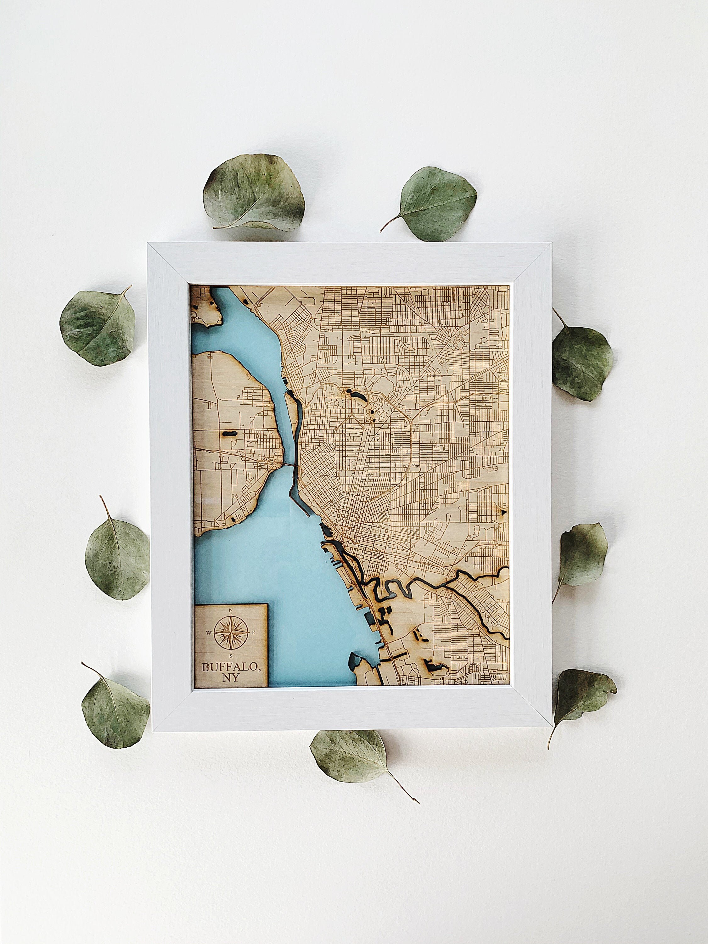 Buffalo NY - Wood Engraved Map - Etsy