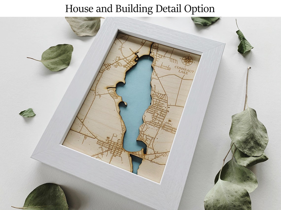 Custom Wood Engraved Lake Map - Etsy