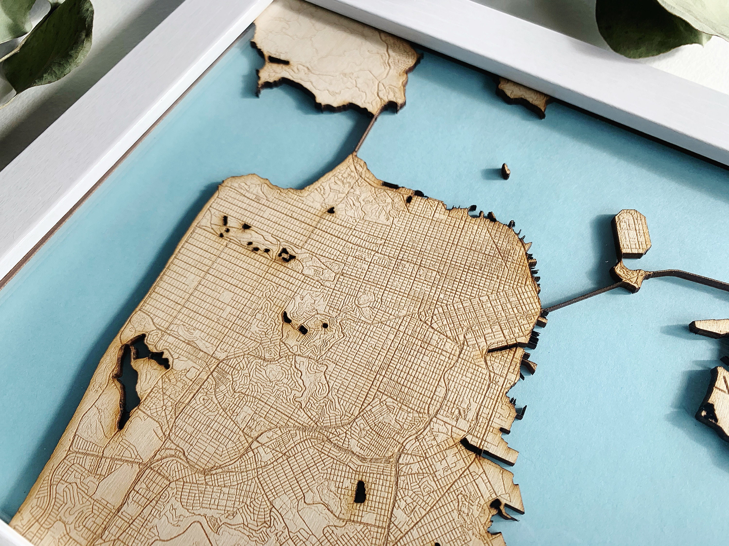 San Francisco, CA - Wood Engraved Map - Etsy