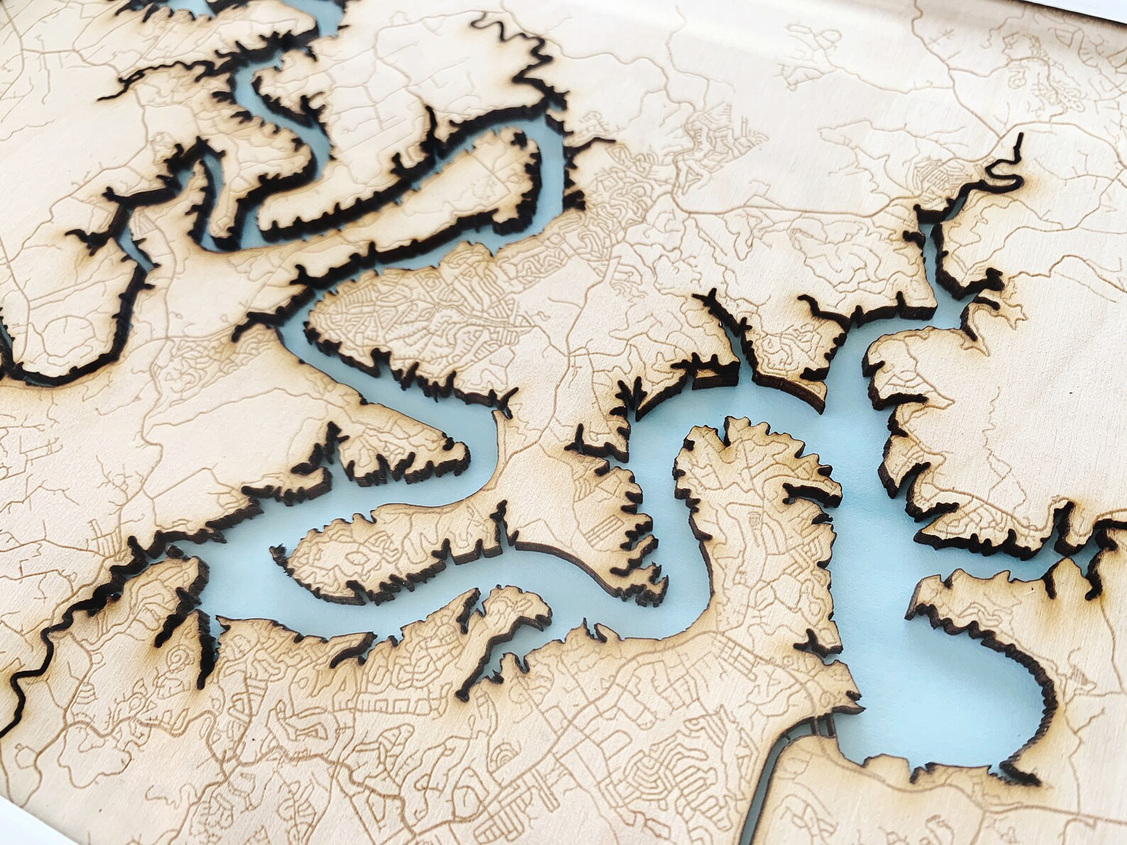 Custom Wood Engraved Lake Map | Etsy