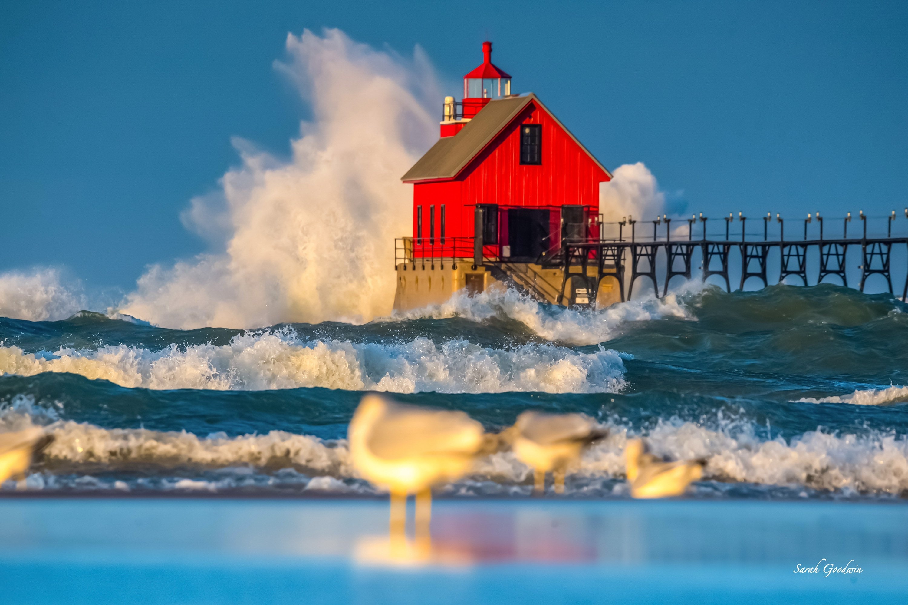 Grand Haven Sunrise / Lighthouse / Waves / Michigan Photography / Grand ...