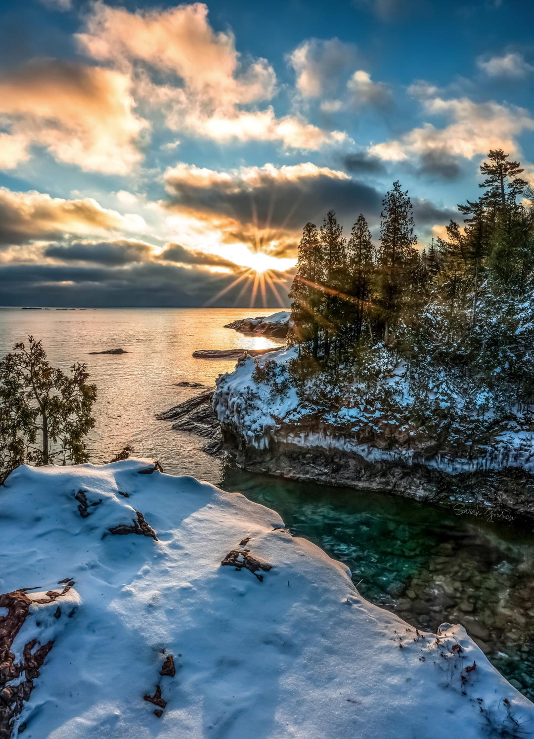Lake Superior Views / Upper Peninsula Print / Michigan Photography / Black Rocks / Sunrise ...