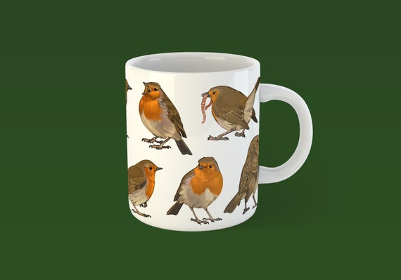 Robin and Young Robin Ceramic Mug Robin Mug Bird Mug - Etsy Canada