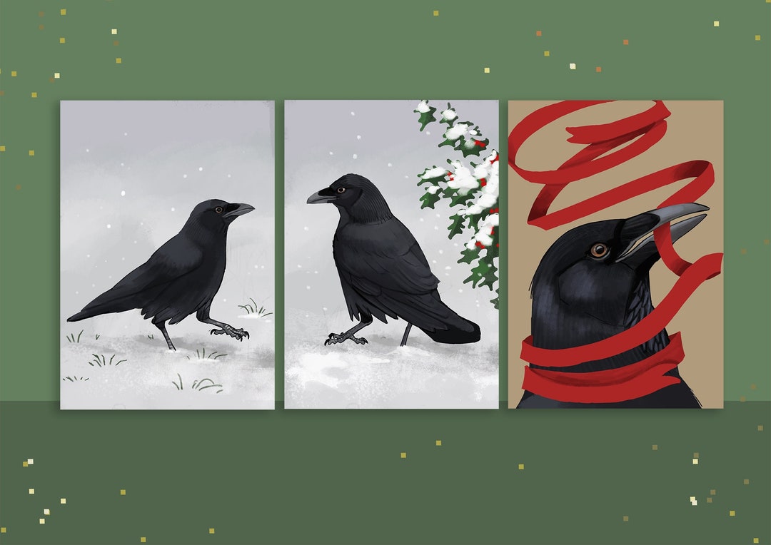 Corvids Crow Christmas Snow Greeting Card | Birds | Crow | Raven - Etsy UK