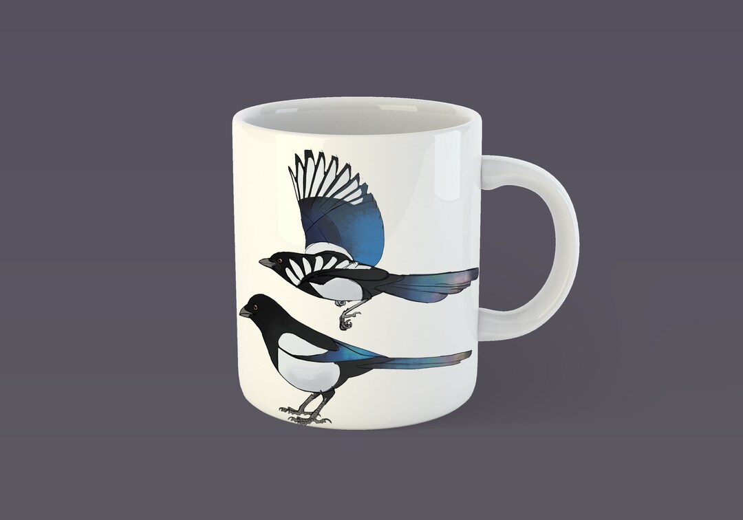 Magpie Ceramic Mug – Magpie Mug | Bird Mug | Crow | Corvid | Raven ...