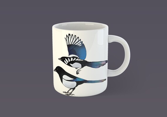 Magpie Ceramic Mug Magpie Mug Bird Mug Crow Corvid - Etsy