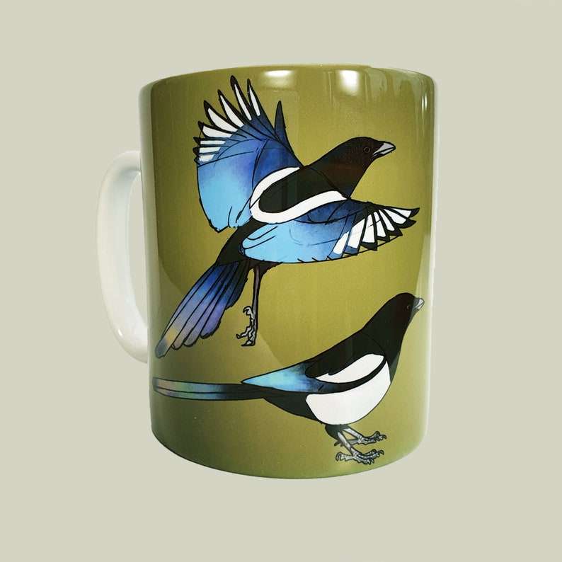 Magpie Ceramic Mug Magpie Mug bird mug Crow Corvid | Etsy