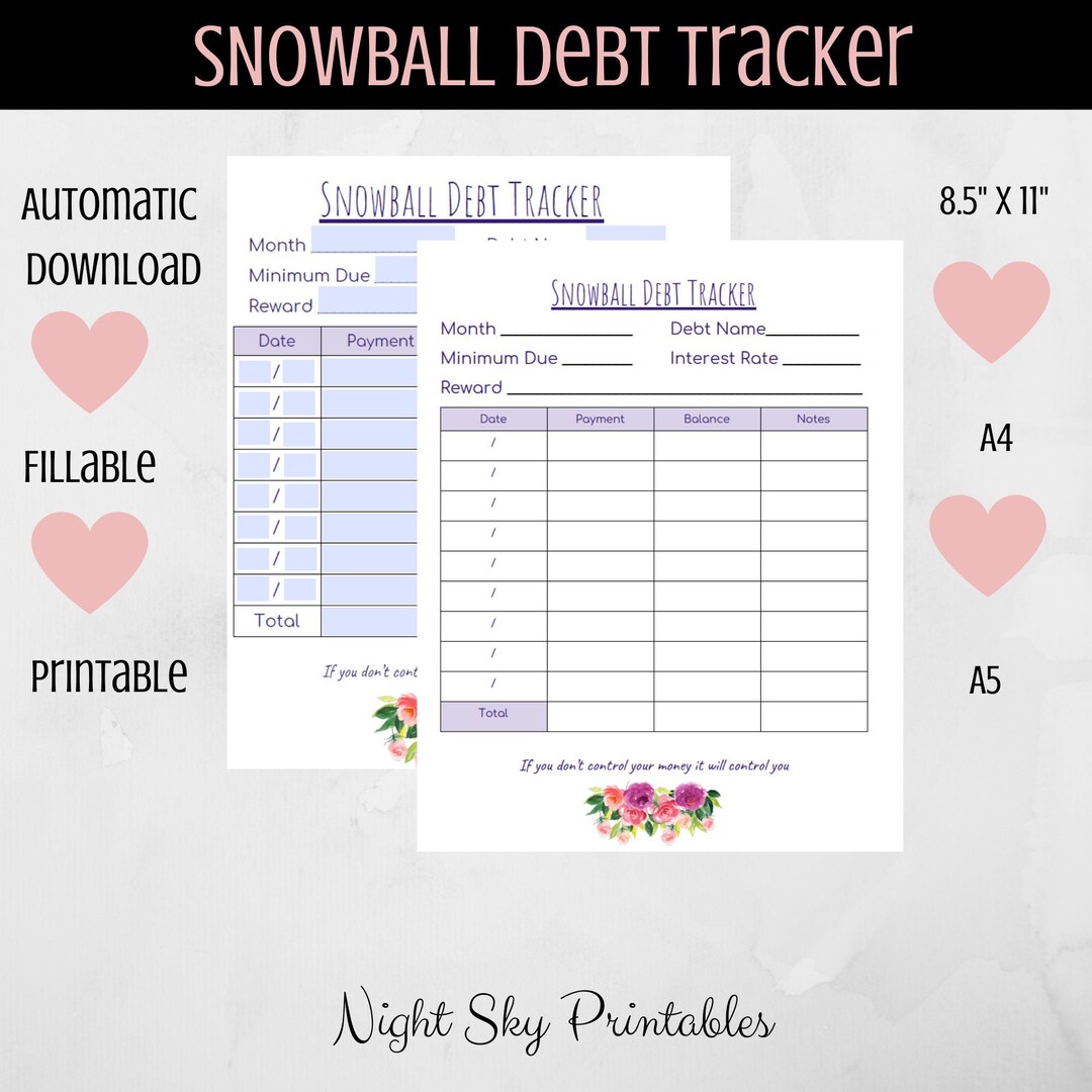 Snowball Budget Debt Payoff Worksheet for Planners - Printable and ...