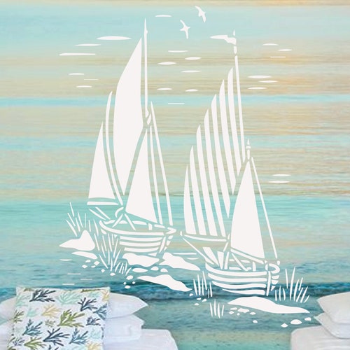 Coastal Boats Reusable Stencil Pattern on 10mil Clear Mylar - Etsy