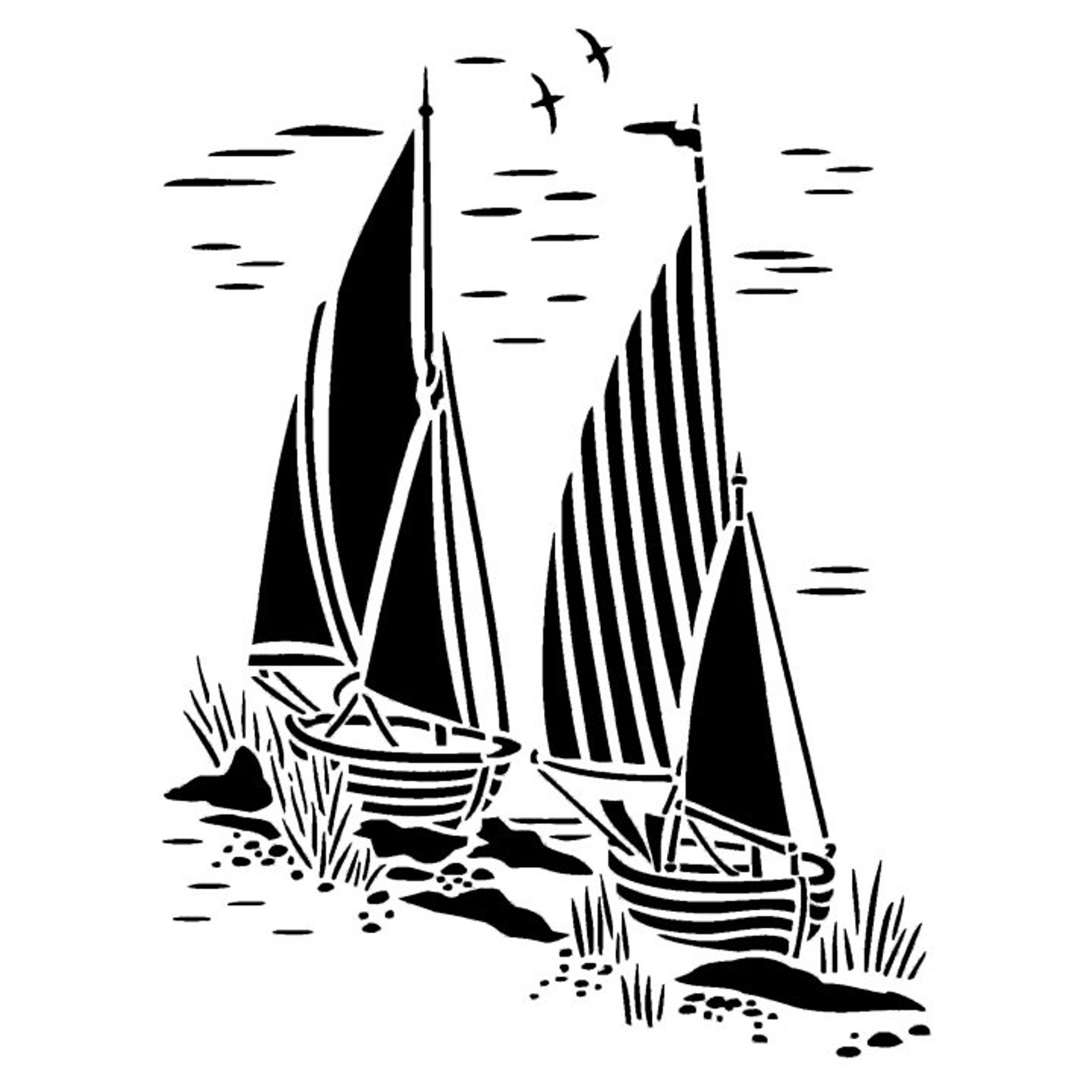 Coastal Boats Reusable Stencil Pattern on 10mil Clear Mylar - Etsy