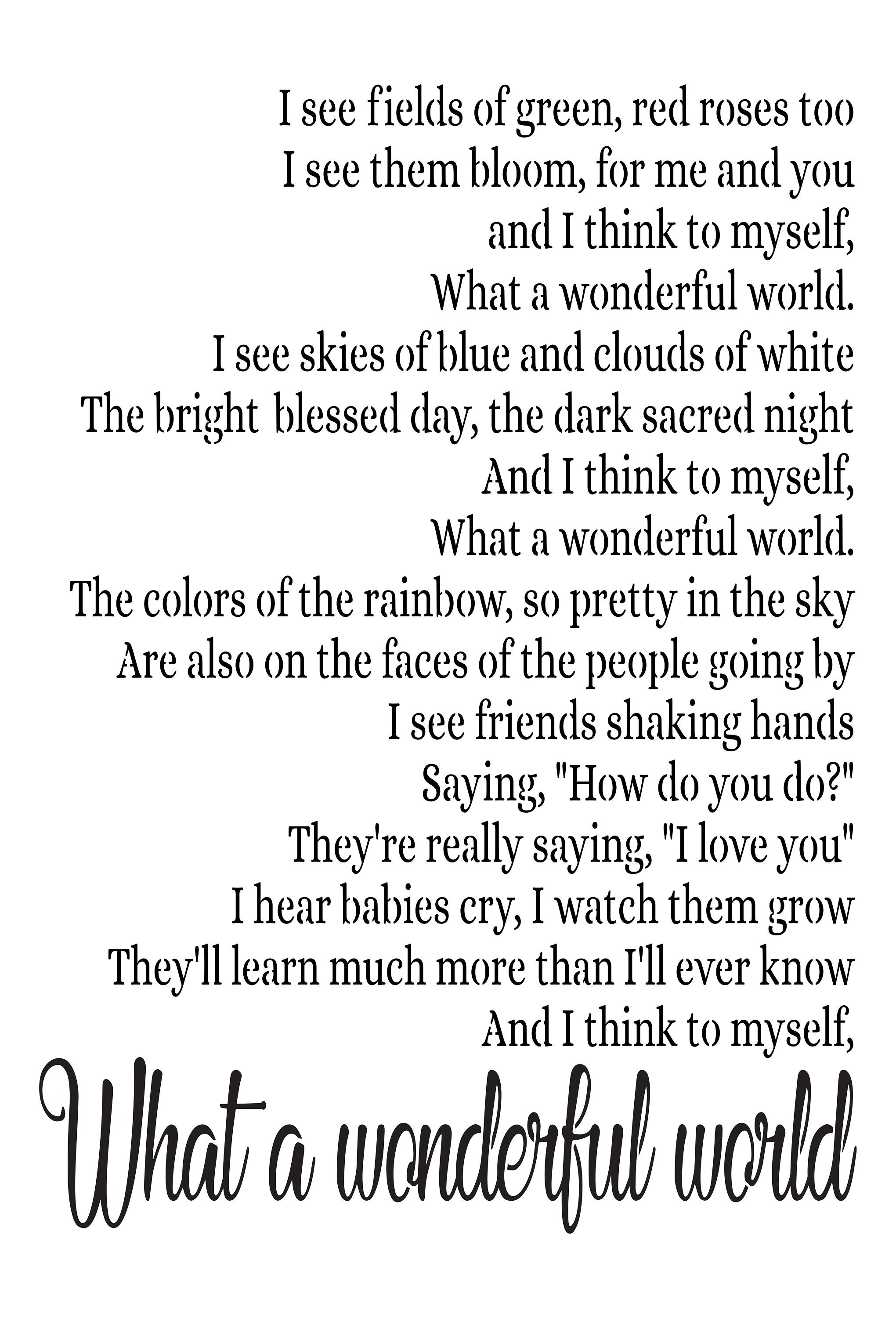 What a Wonderuf World - Stencil - Etsy