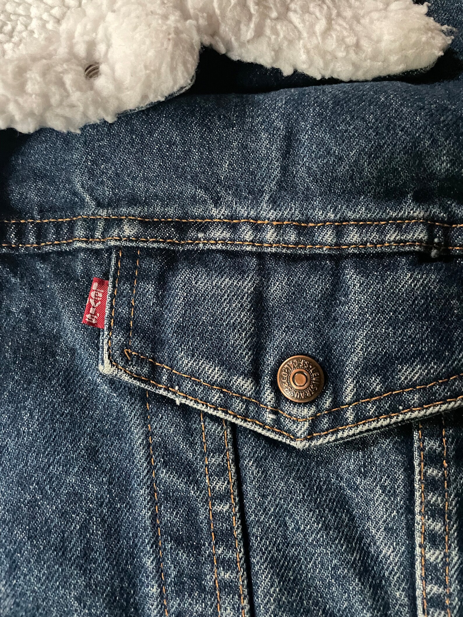 Vintage 80s Levi's Authentic Red Tab Red Batwing Sherpa Type 3 Denim ...