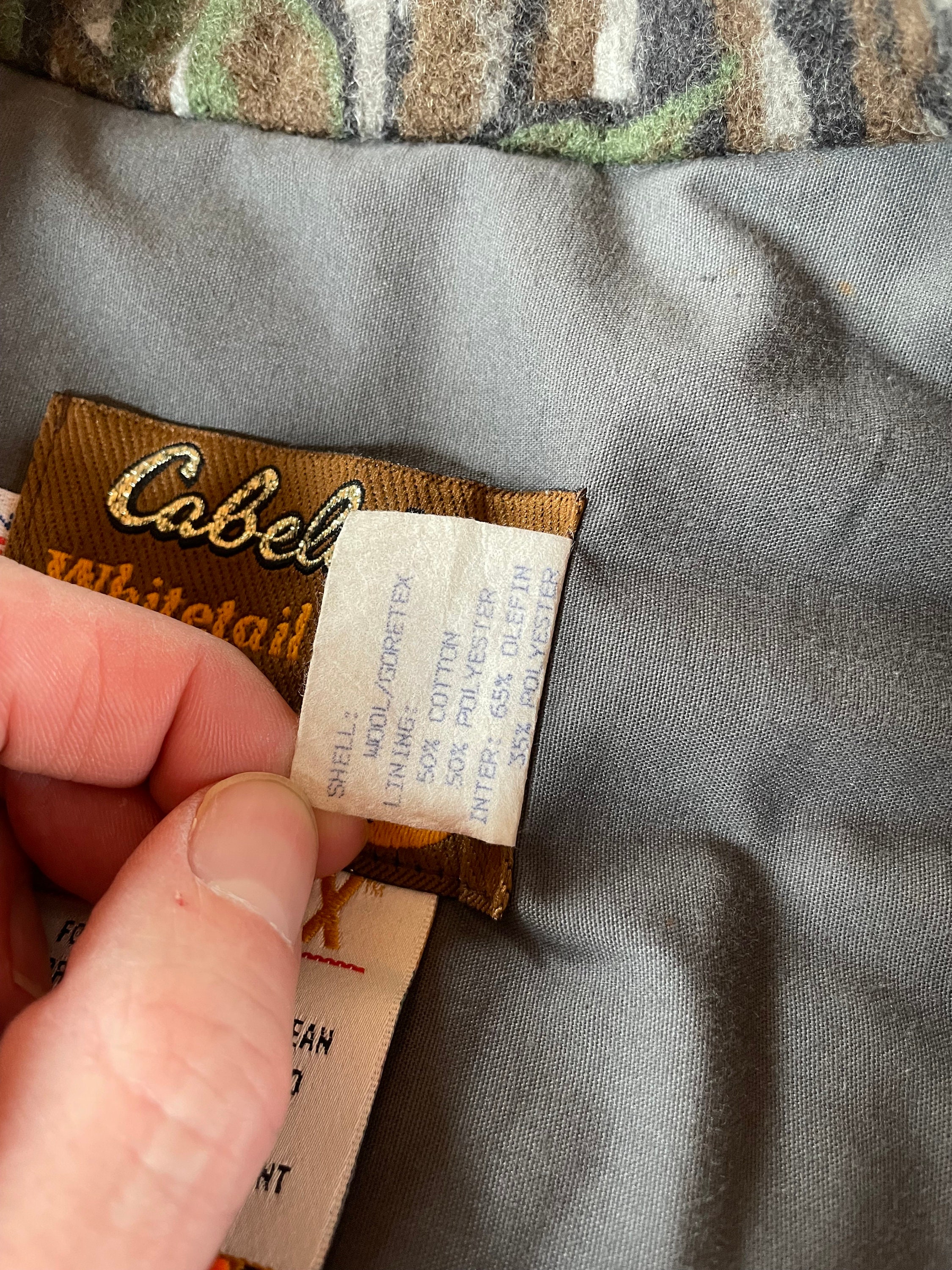 Vintage 80s-90s Cabela's Realtree Thick Wool Gore-tex Insulated Camouflage Camo Collared Hunting ...