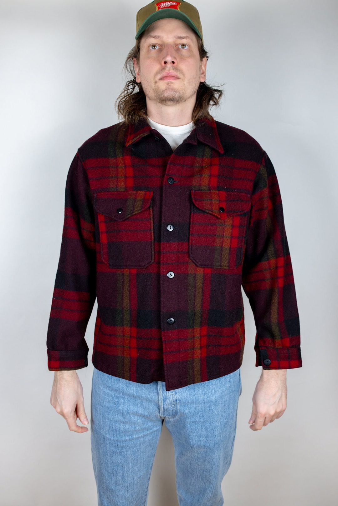 Vintage Pendleton Wool Shirt Jacket Jac Red Heritage Plaid Check ...