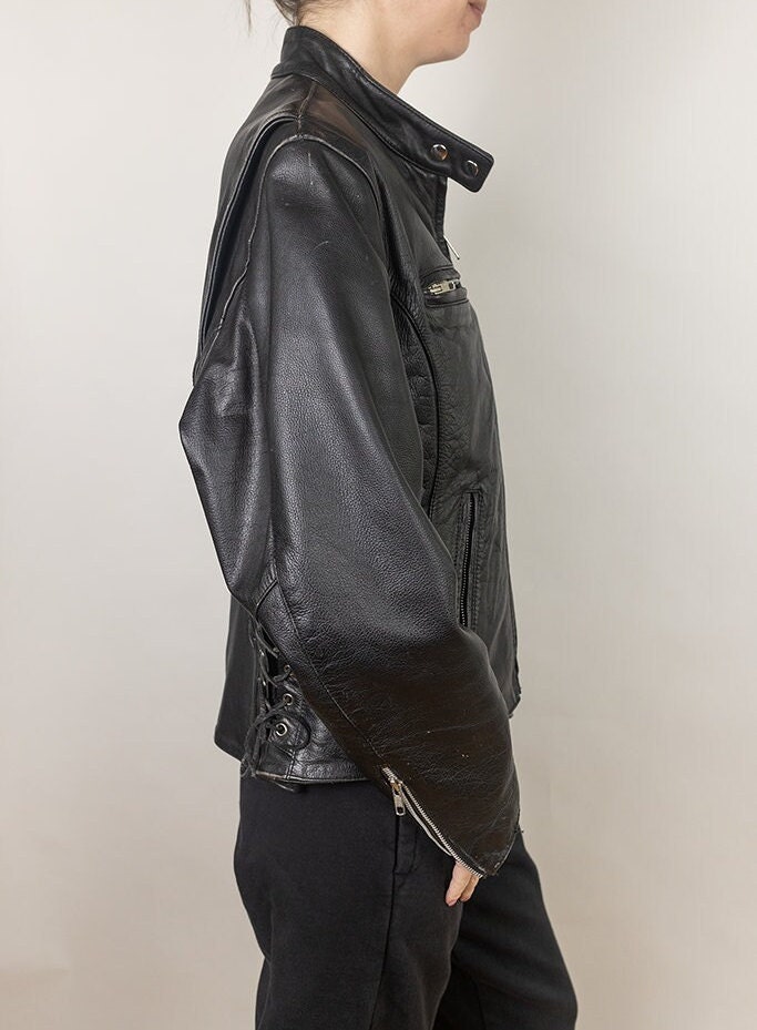 Vintage 90s Wilson's Leather Side Lace Moto Cafe Racer Vintage 90s Wilson's Leather Side Lace Moto Cafe Racer