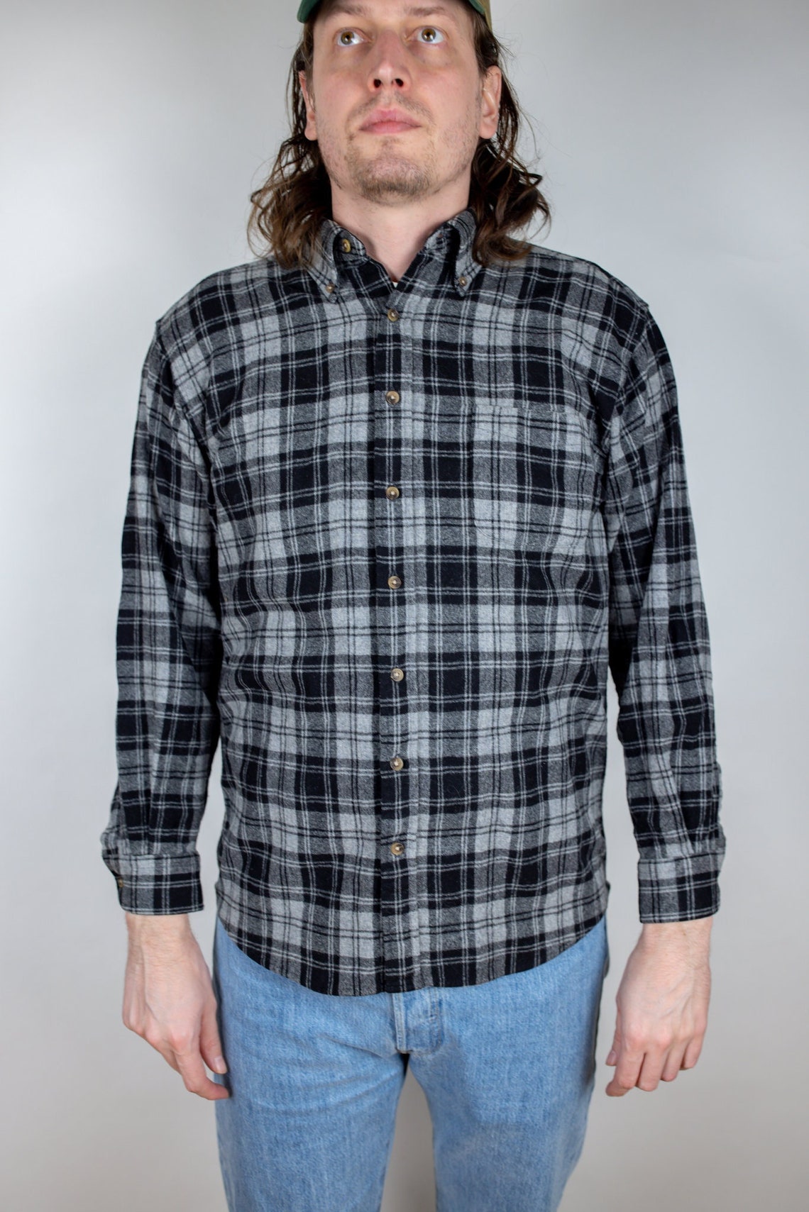 Vintage Pendleton Long Sleeve One Pocket Button Down Wool Plaid Flannel ...