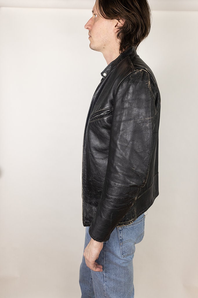 Vintage 70s Schott Perfecto Cactus Label Steerhide Leather Cafe Racer ...