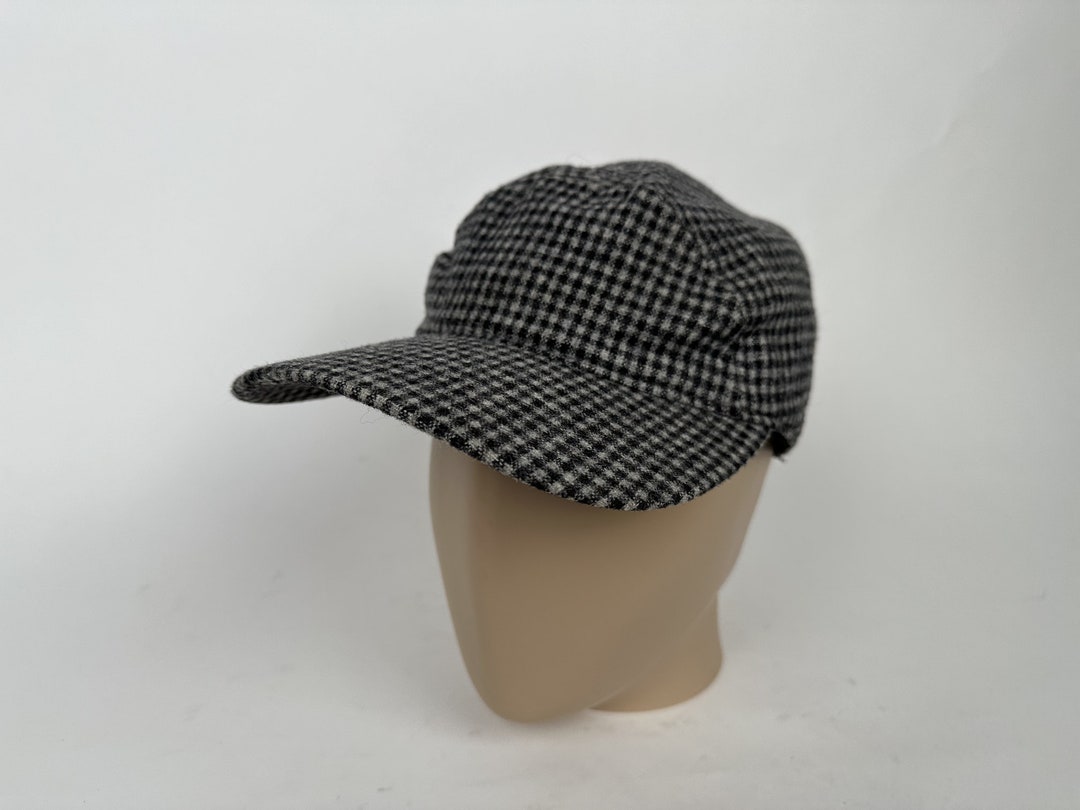 Vintage Pendleton Wool Hunting Hat With Ear Flaps Size L Gray Black ...