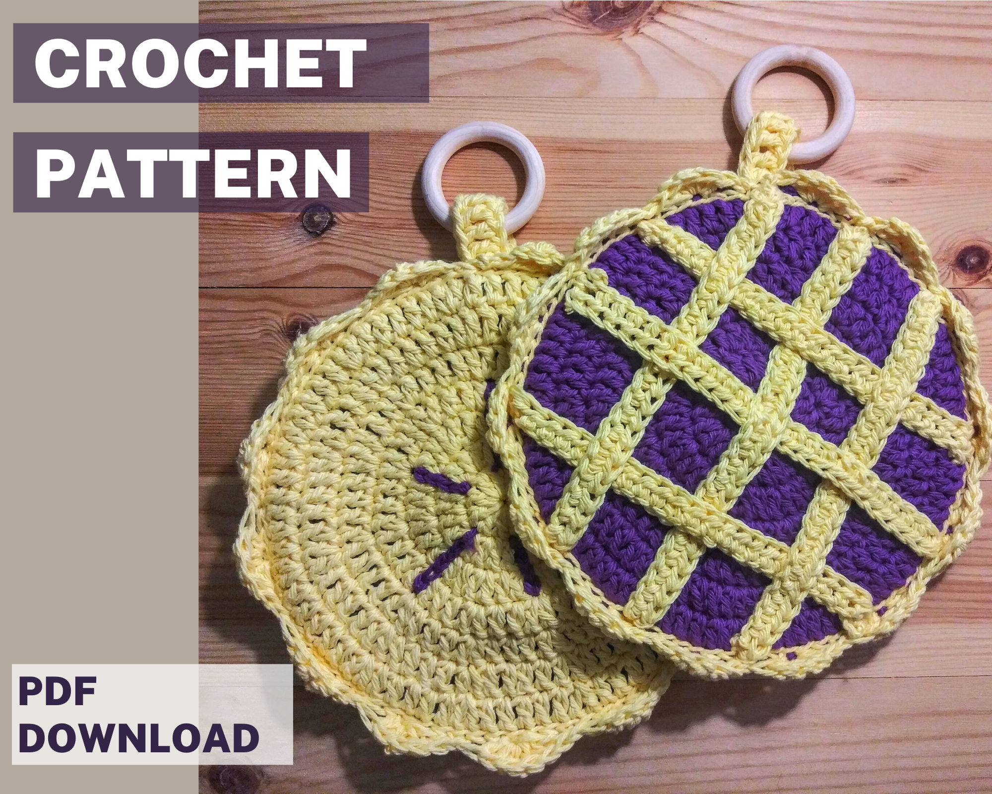 Crochet Pattern Rustic Lattice Pie and Vented Pie set of - Etsy
