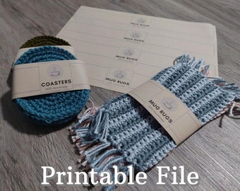 PRINTABLE Mug Rug Tags Wrap Labels Downloadable PDF. DIY Product Tags ...
