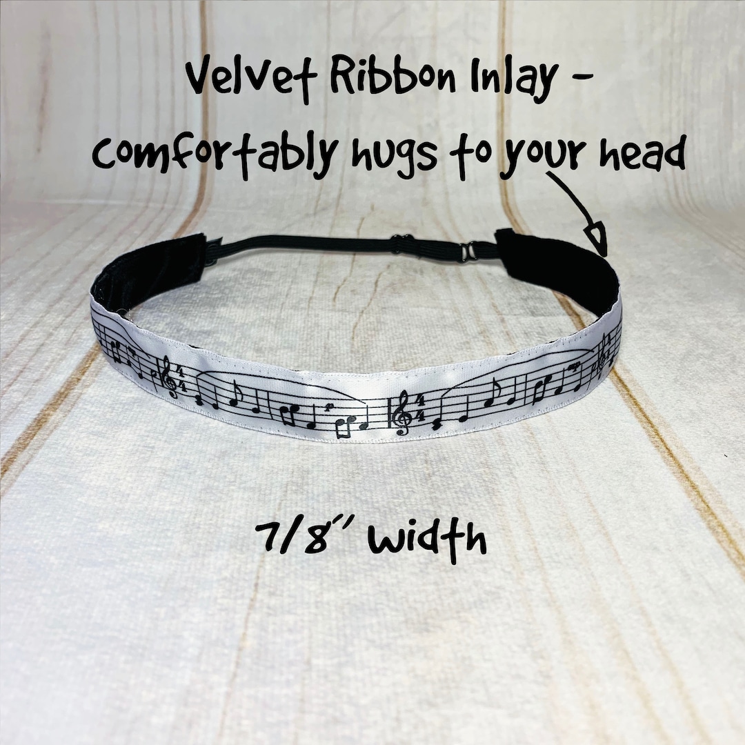 1" MUSIC NOTES Headband- Adjustable Nonslip (fits Kids and Adults) by ...