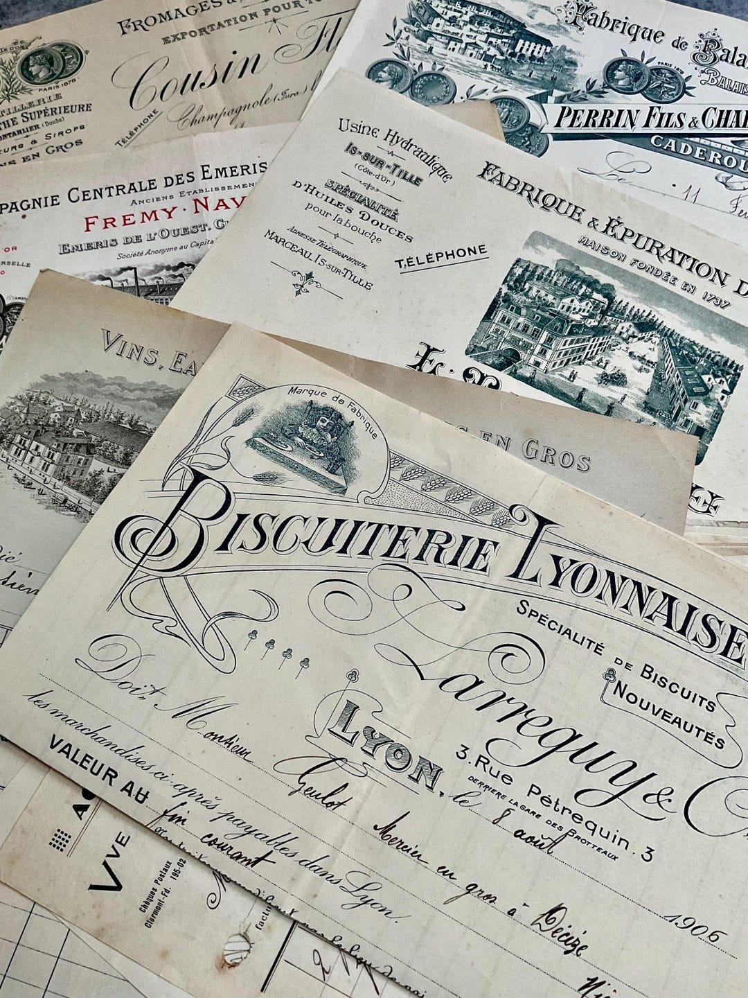 1900s-1930s / Lot of 30 Antique and Vintage French Invoices / Old ...