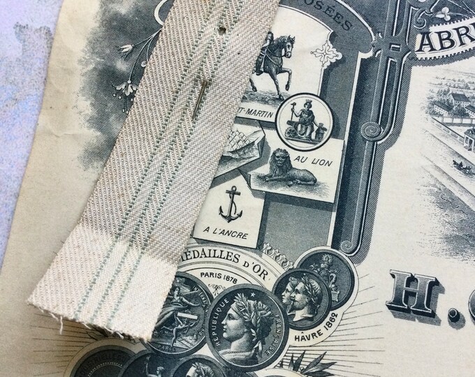Antique French Invoice a Sample of a Ribbon, H. GALLANT & Cie, Comines ...