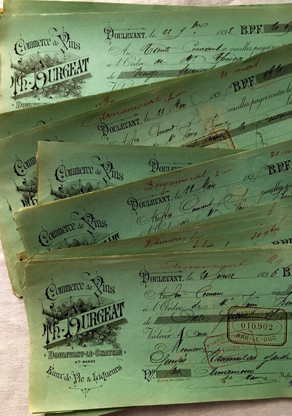 1890s One Antique French Bank Check-Receipt-Money Order Of | Etsy
