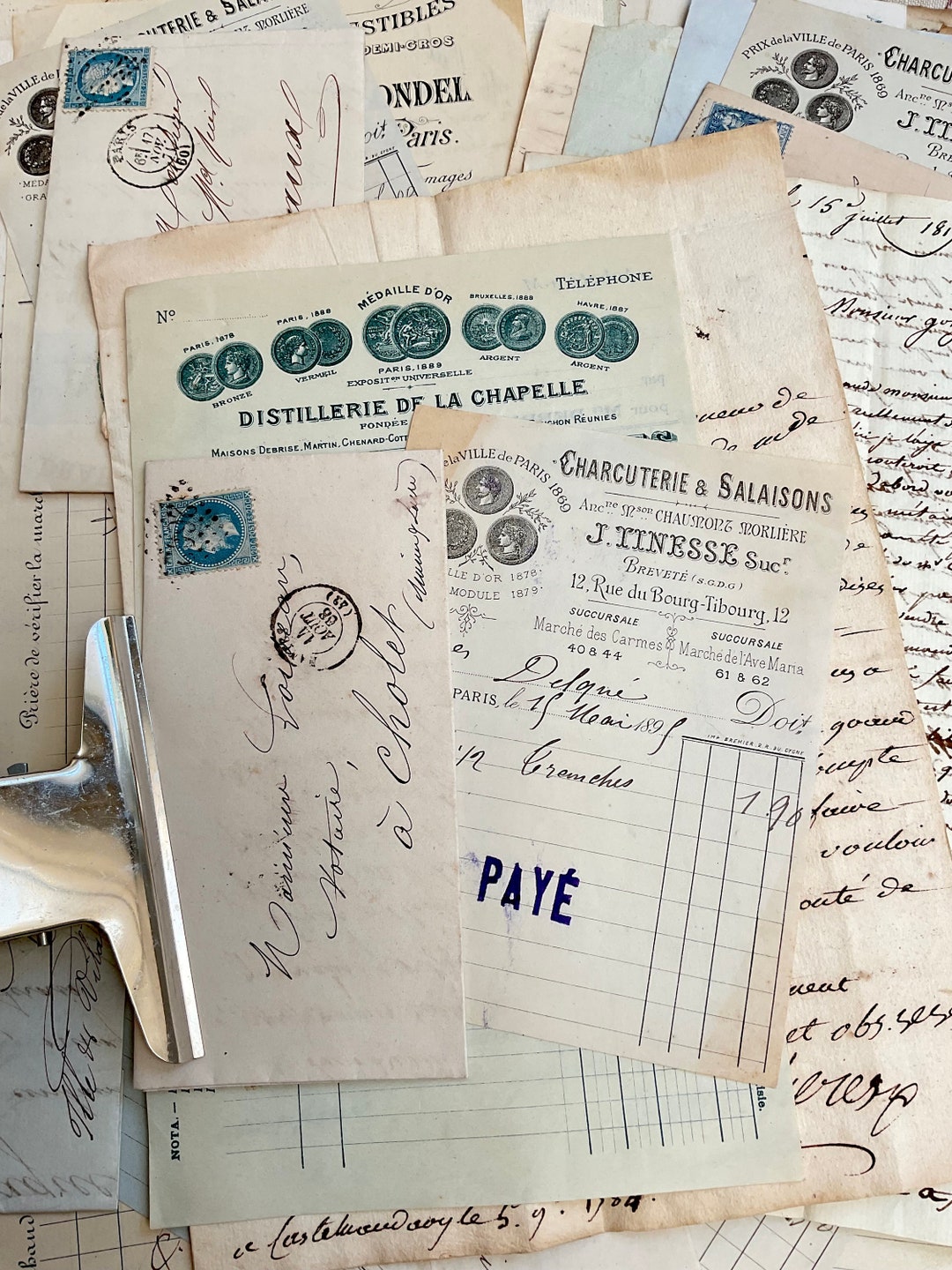 Lot of Five Antique French Letters / Invoices : 1810s-1890s - Etsy