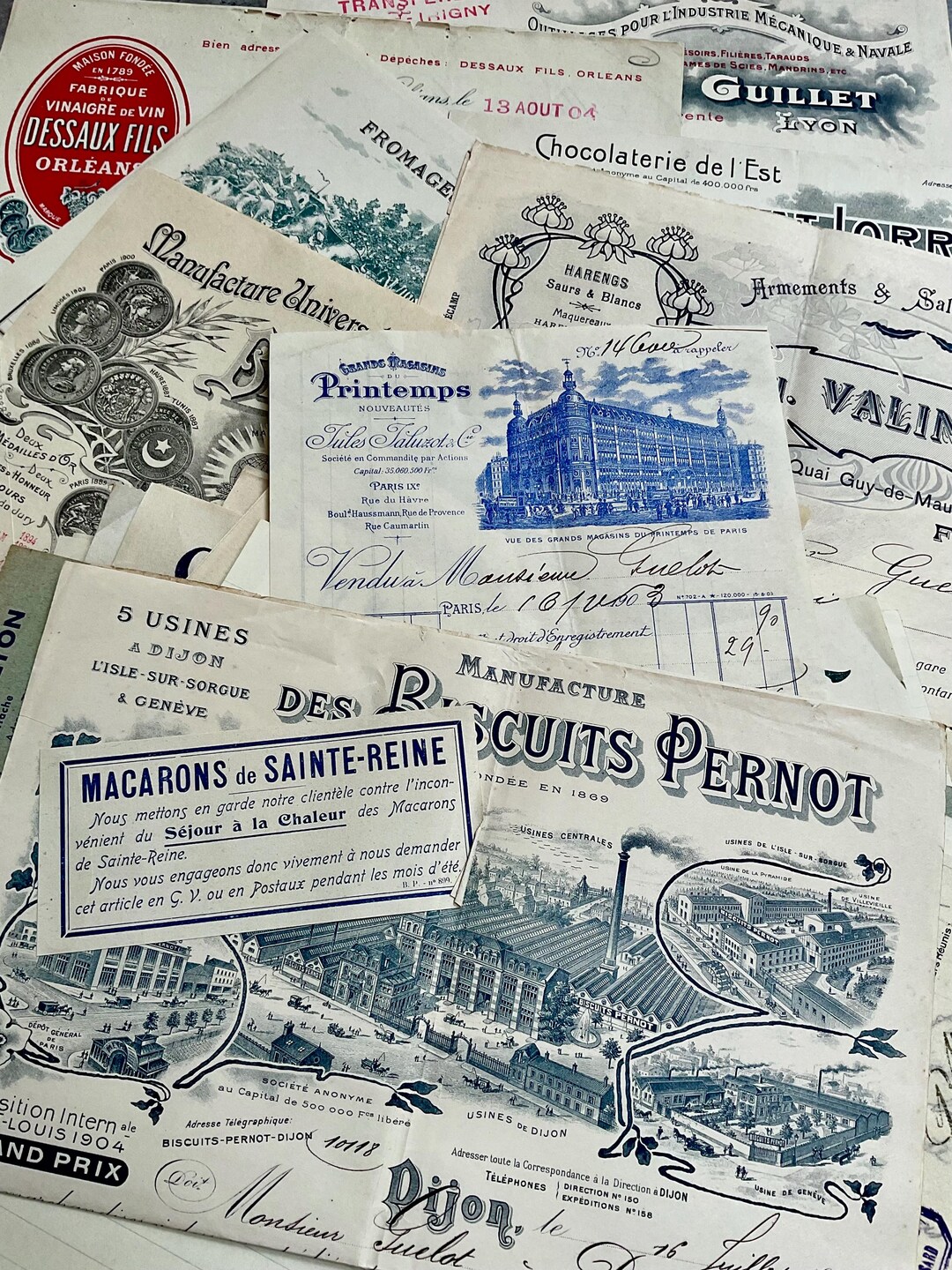 1900s-1930s / Lot of 30 Antique and Vintage French Invoices / Old ...