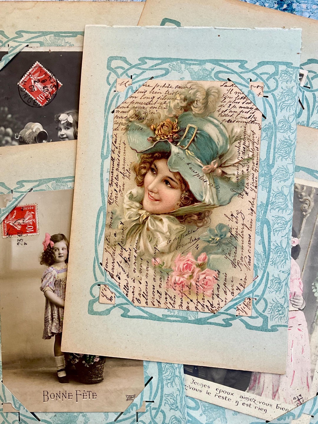 Vintage French Folder Thick Papers for Postcards 1900s Postcards, Junk ...