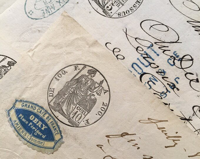 1860s-1880s, Ten Antique French Money Order Mandate, Old Label of a ...
