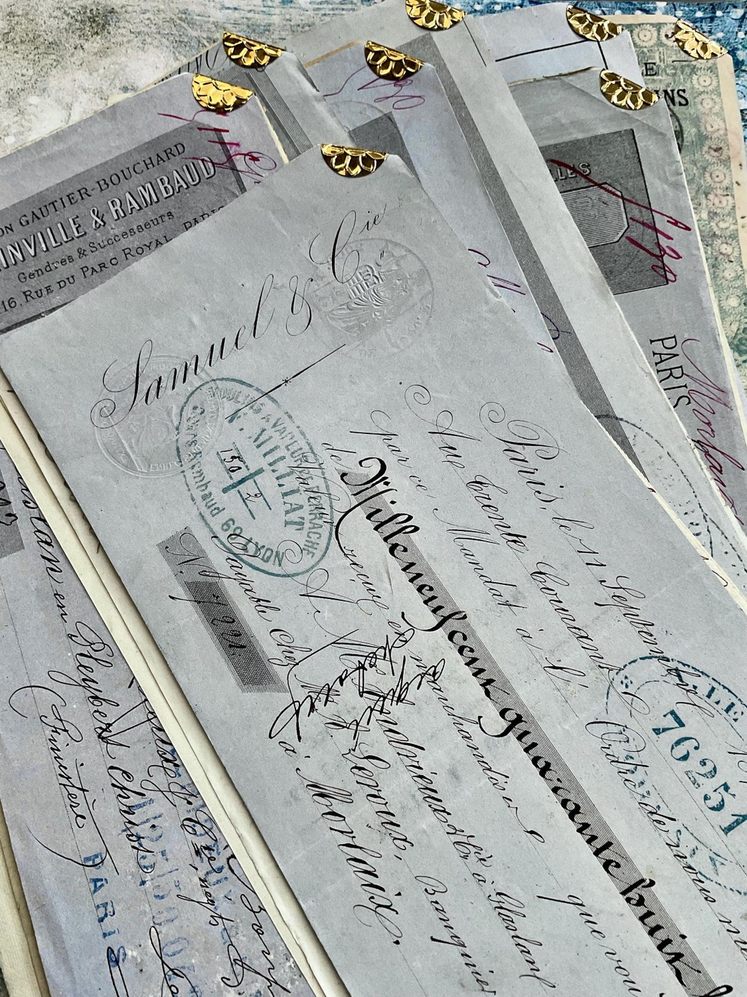 1870s-1920s,antique Vintage French Ephemera/10 Pcs/payment Checks ...