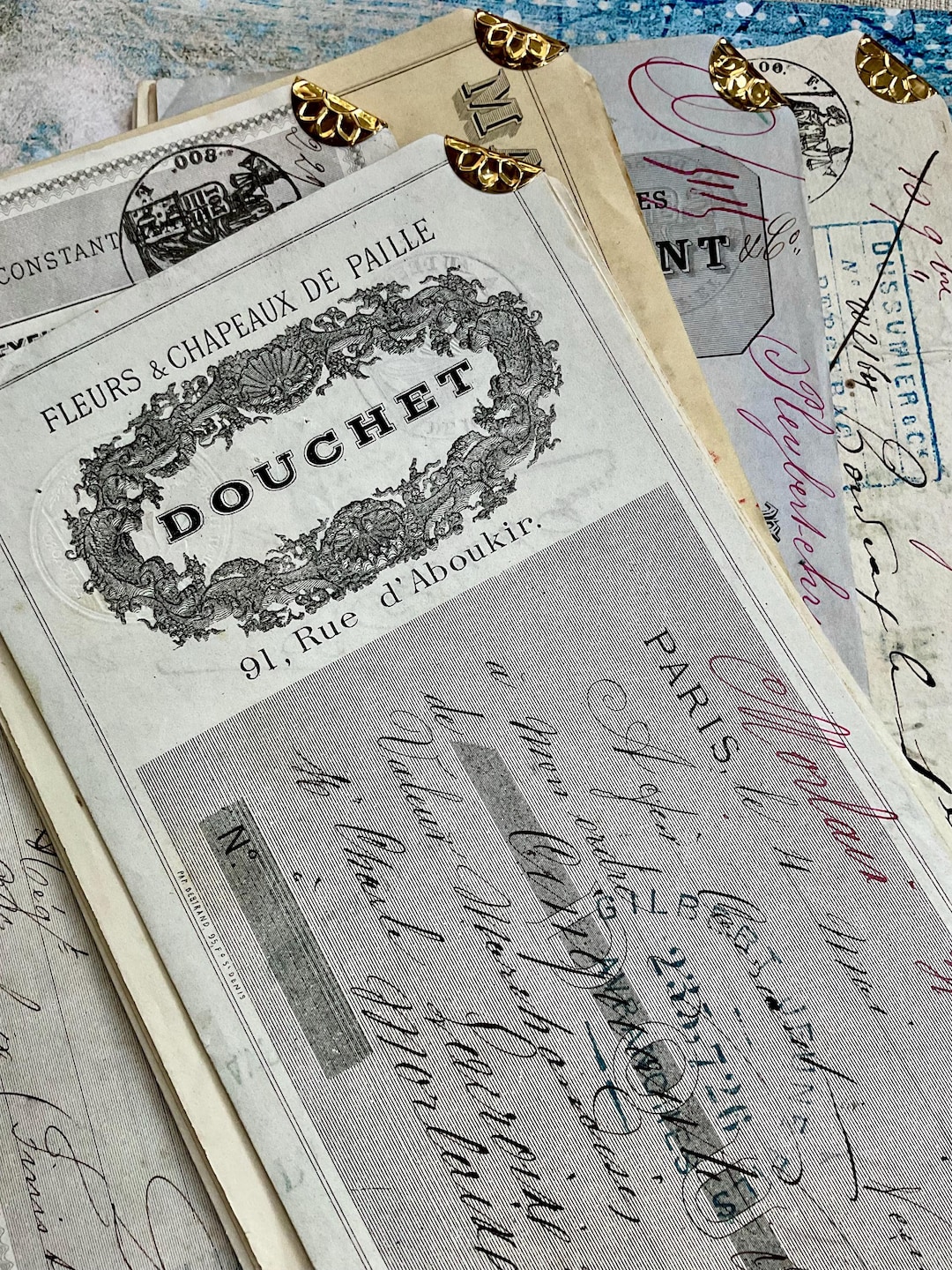 1880s-1930s, Antique Vintage French Ephemera/15 Pcs/payment Checks ...